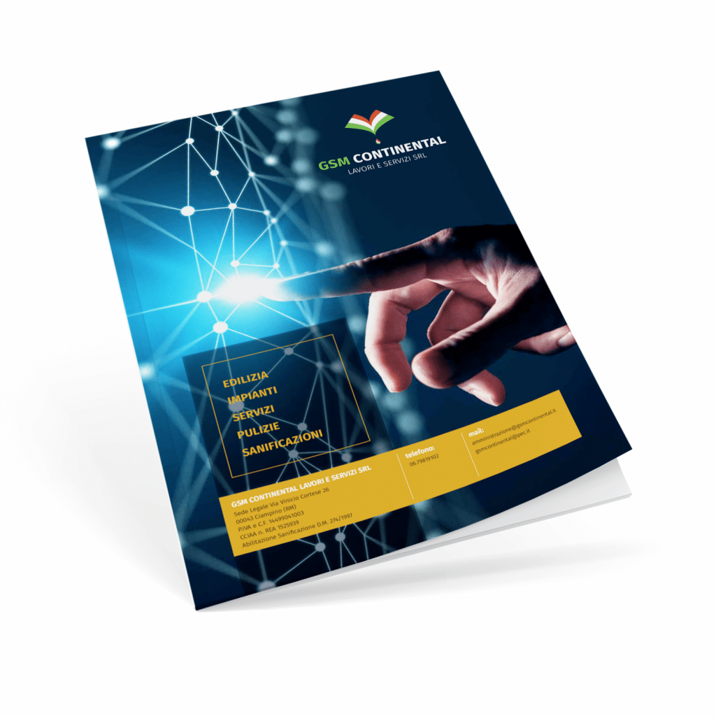 Studio grafico nuova brochure aziendale società GSM